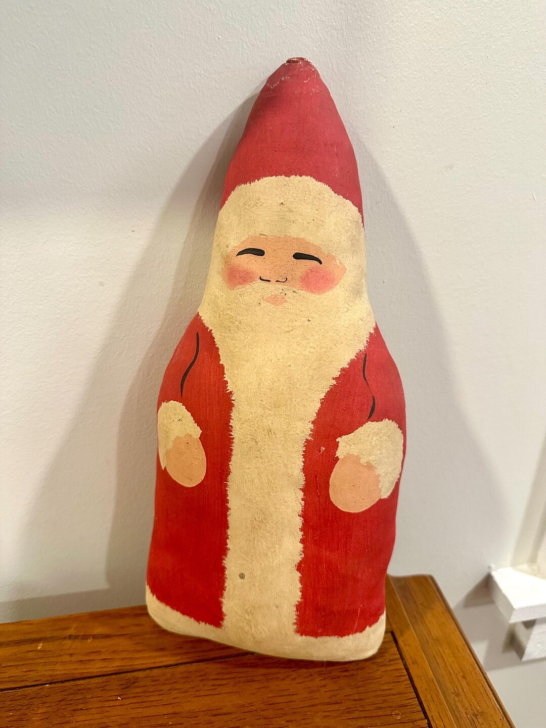 Vintage Handcrafted Hand Painted Canvas Stuffed Santa Claus Decor - Etsy