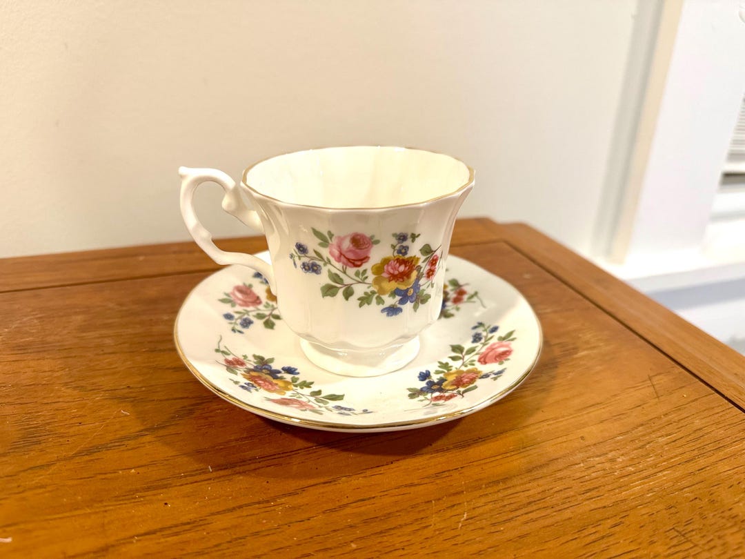 Vintage Clare Bone China Tea Cup Set With Floral Design - Etsy