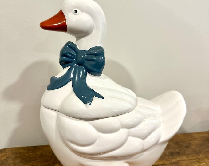 Vintage Goose Cookie Jar Canister, Goose Decor, Vintage Country Goose ...