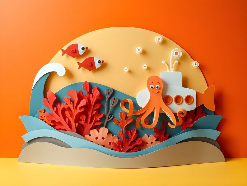 Ocean Papercraft Print – Underwater Kids Art, Baby Room Decor ...
