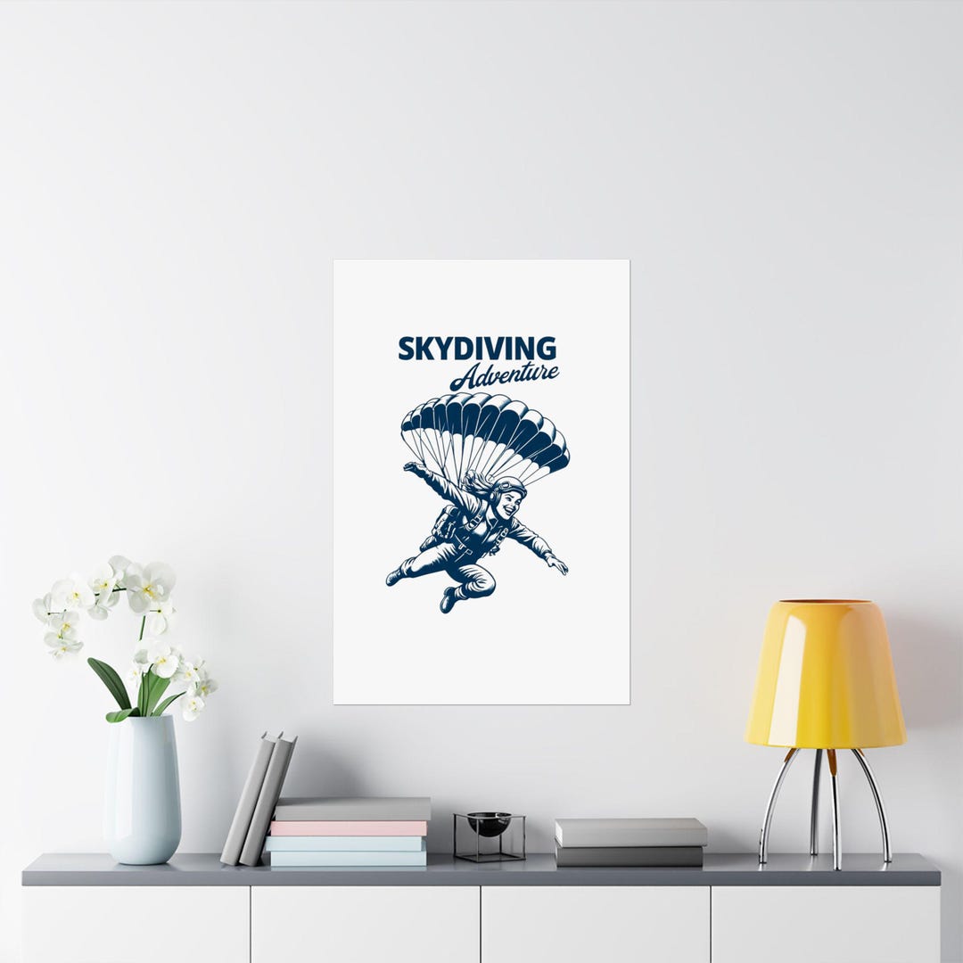 Skydiving Matte Poster, Vertical Print Wall Art Decor, Adventure Sports ...