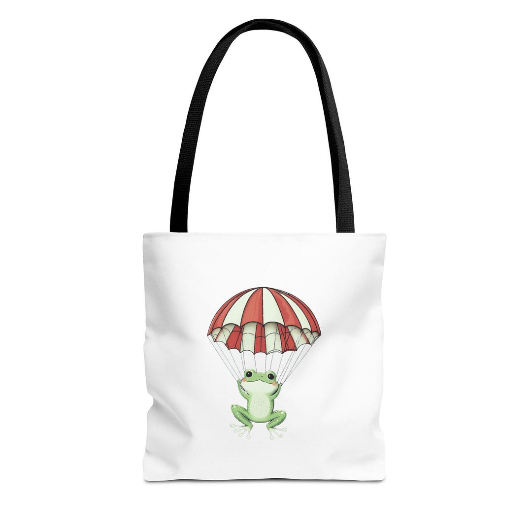 Frog Skydiving Tote Bag, Fun Animal Print Carryall, Cute Frog Gift ...