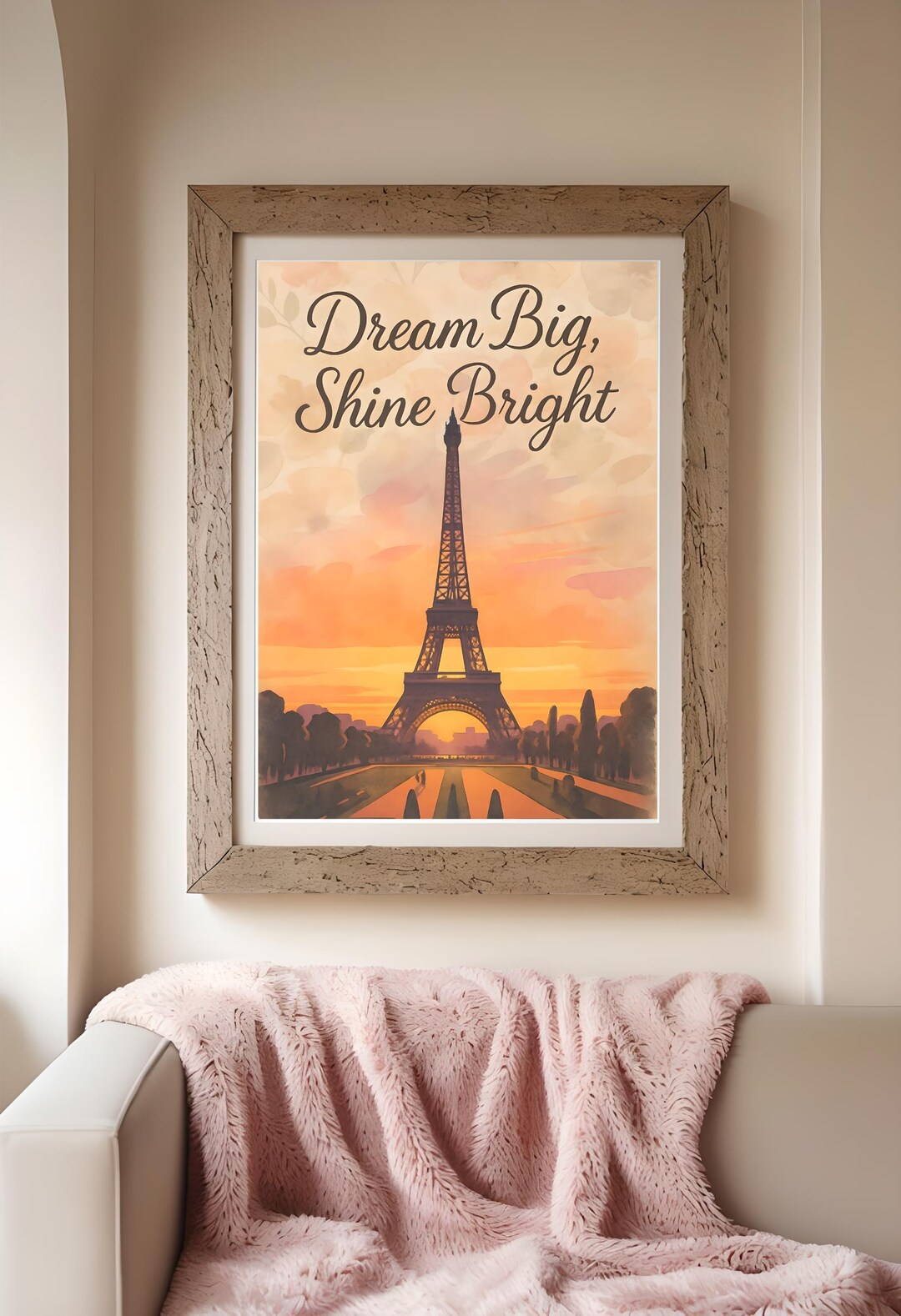 Inspirational Eiffel Tower Matte Vertical Poster, "dream Big Shine ...