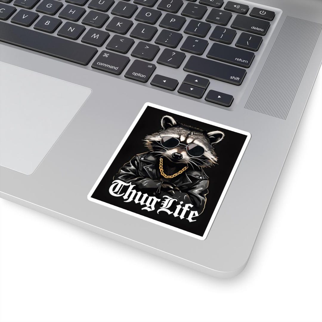 Thug Life Raccoon Stickers, Cool Laptop Decals, Unique Vinyl Art, Fun ...