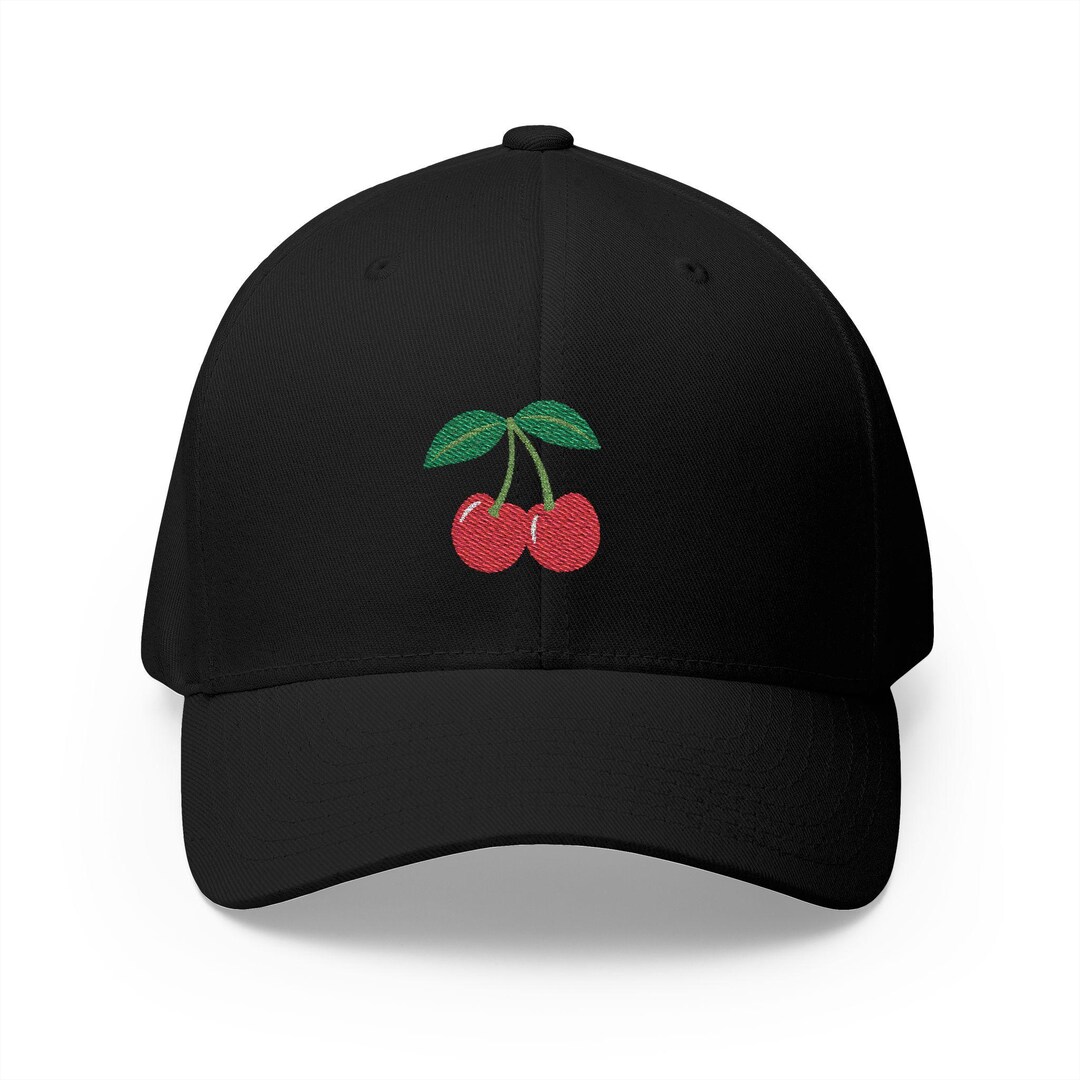 Cherry Embroidered Cap - Stylish Closed-back Baseball Hat, Embroidery ...