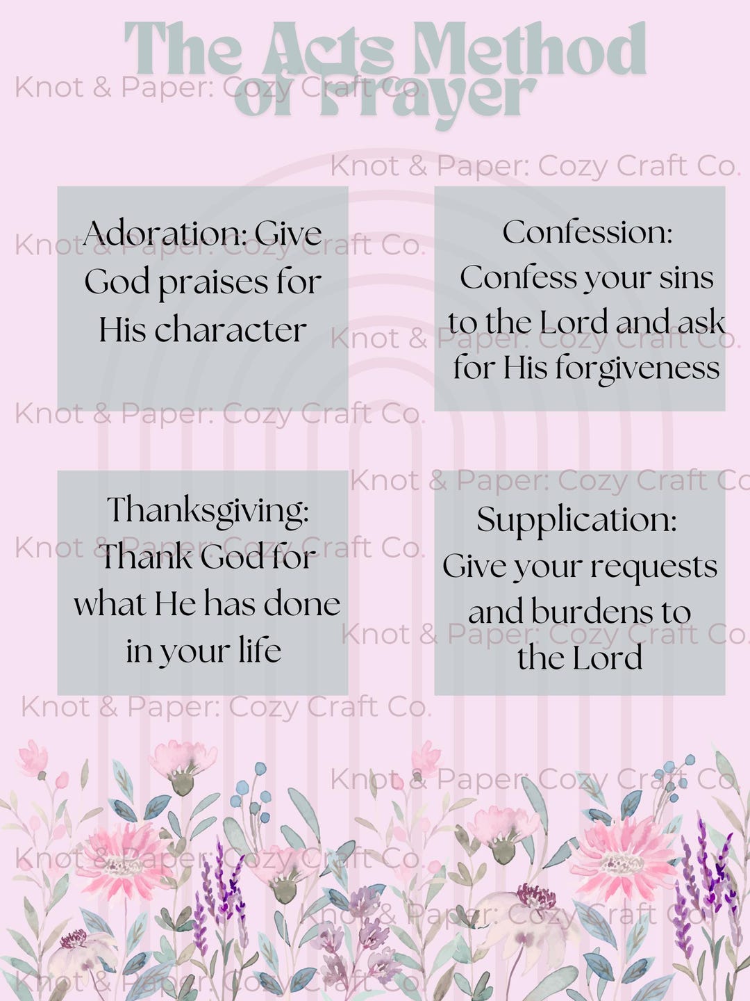 Pastel Pink & Green ACTS Prayer Journal Template | Calming Aesthetic ...