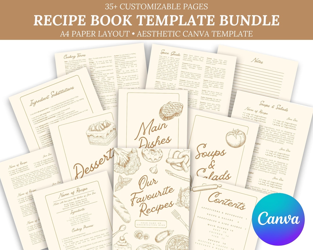 44 Page Cookbook Template, Recipe Book Template, Cook Book Template ...