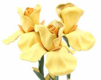 3 leather flower iris purple spring Wedding Third Anniversary | Etsy