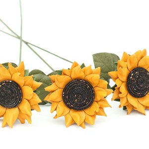 Leather Flower Yellow Leather Sunflower Third Anniversary Long | Etsy