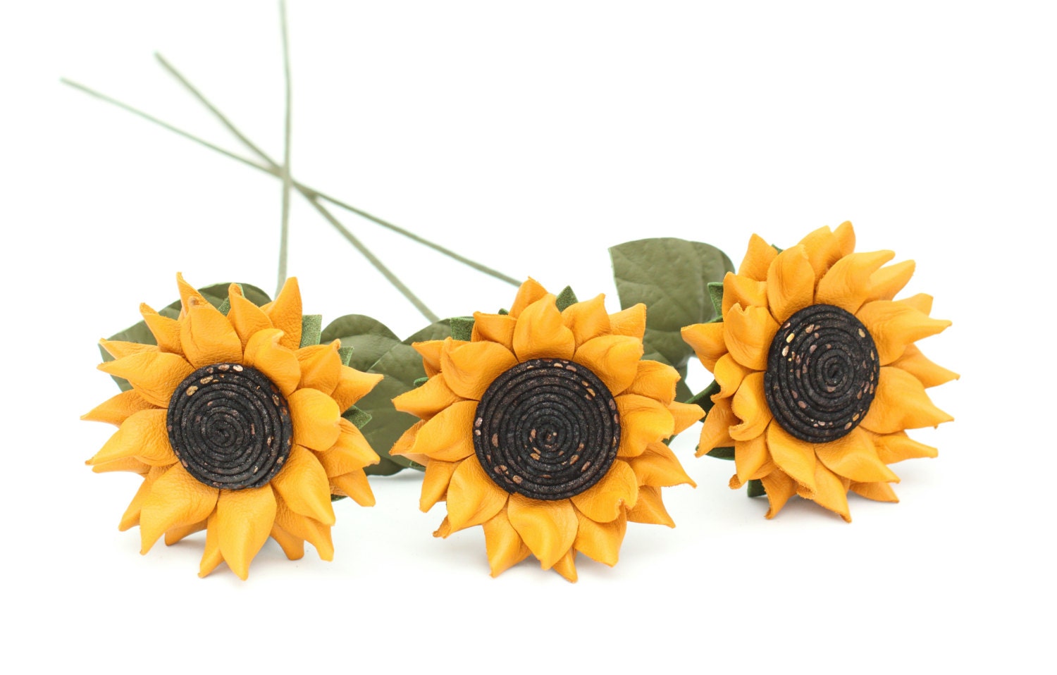 Leather Flower Yellow Leather Sunflower Third Anniversary Long | Etsy