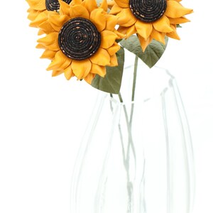 Leather Flower Yellow Leather Sunflower Third Anniversary Long | Etsy