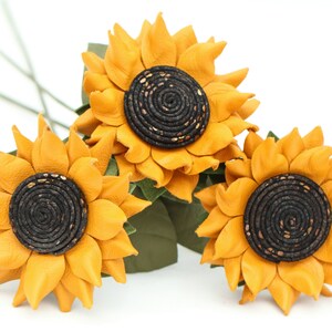 Leather Flower Yellow Leather Sunflower Third Anniversary Long | Etsy