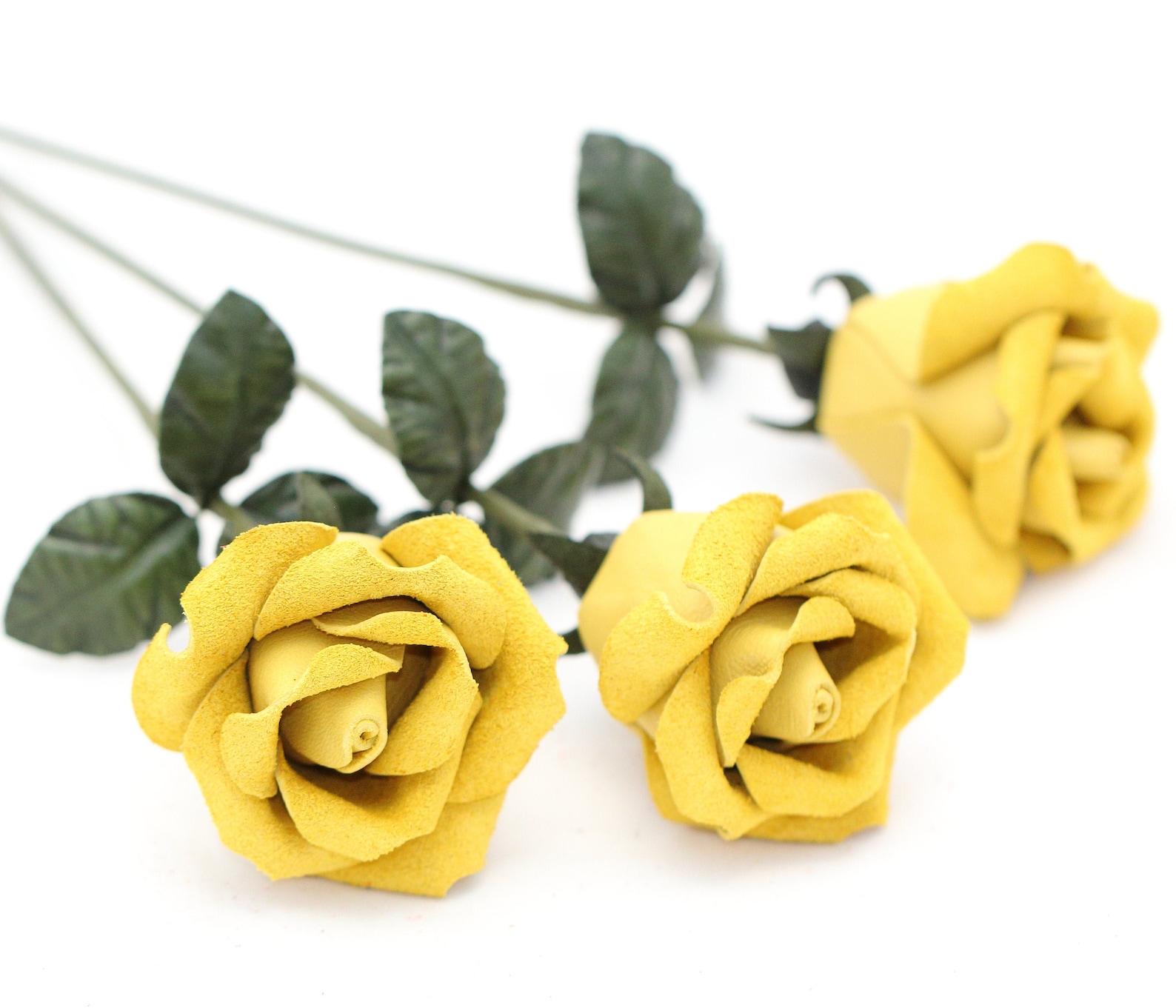 Leather Rose Lemon Yellow Leather Flower Third Anniversary | Etsy