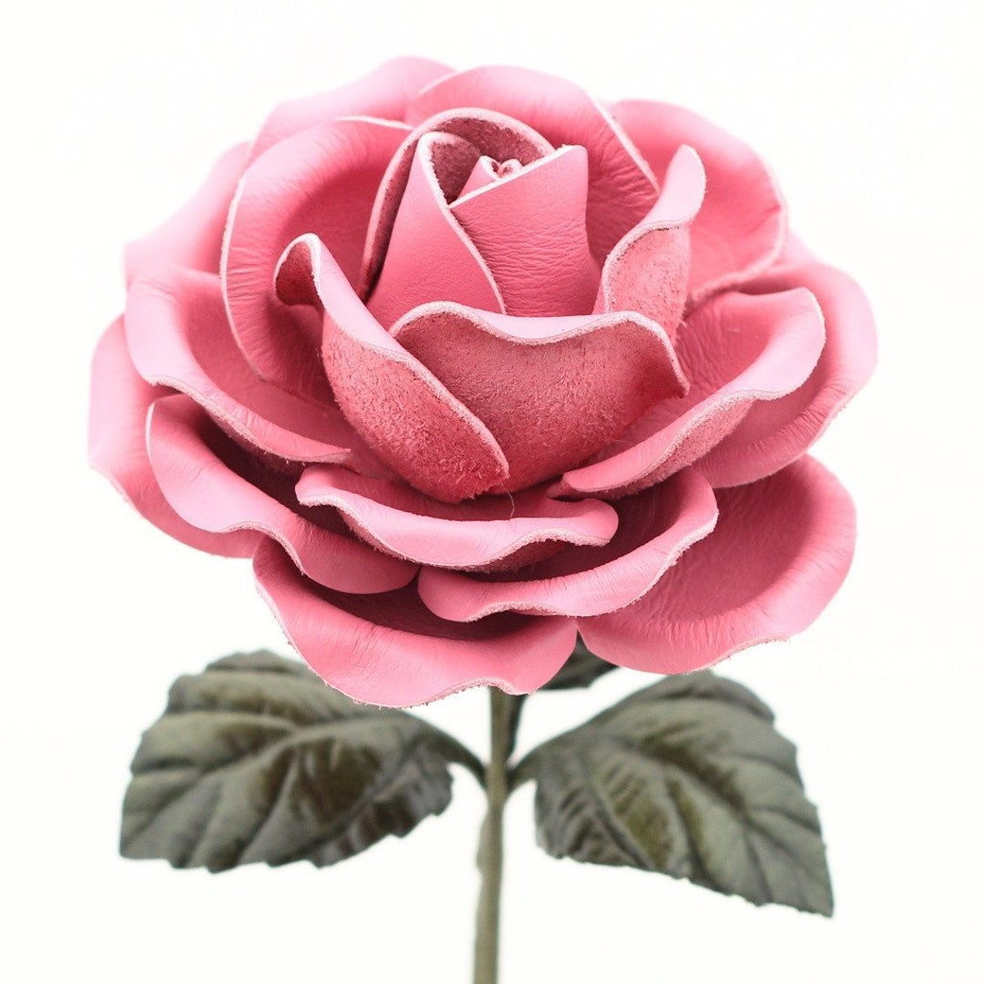 Leather Rose Pink Leather Flower Personalized Third Anniversary 3rd ...