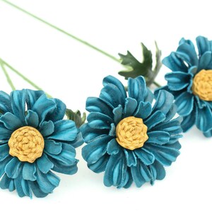 Leather Daisy Gerbera Teal Blue Leather Flower Third Wedding ...