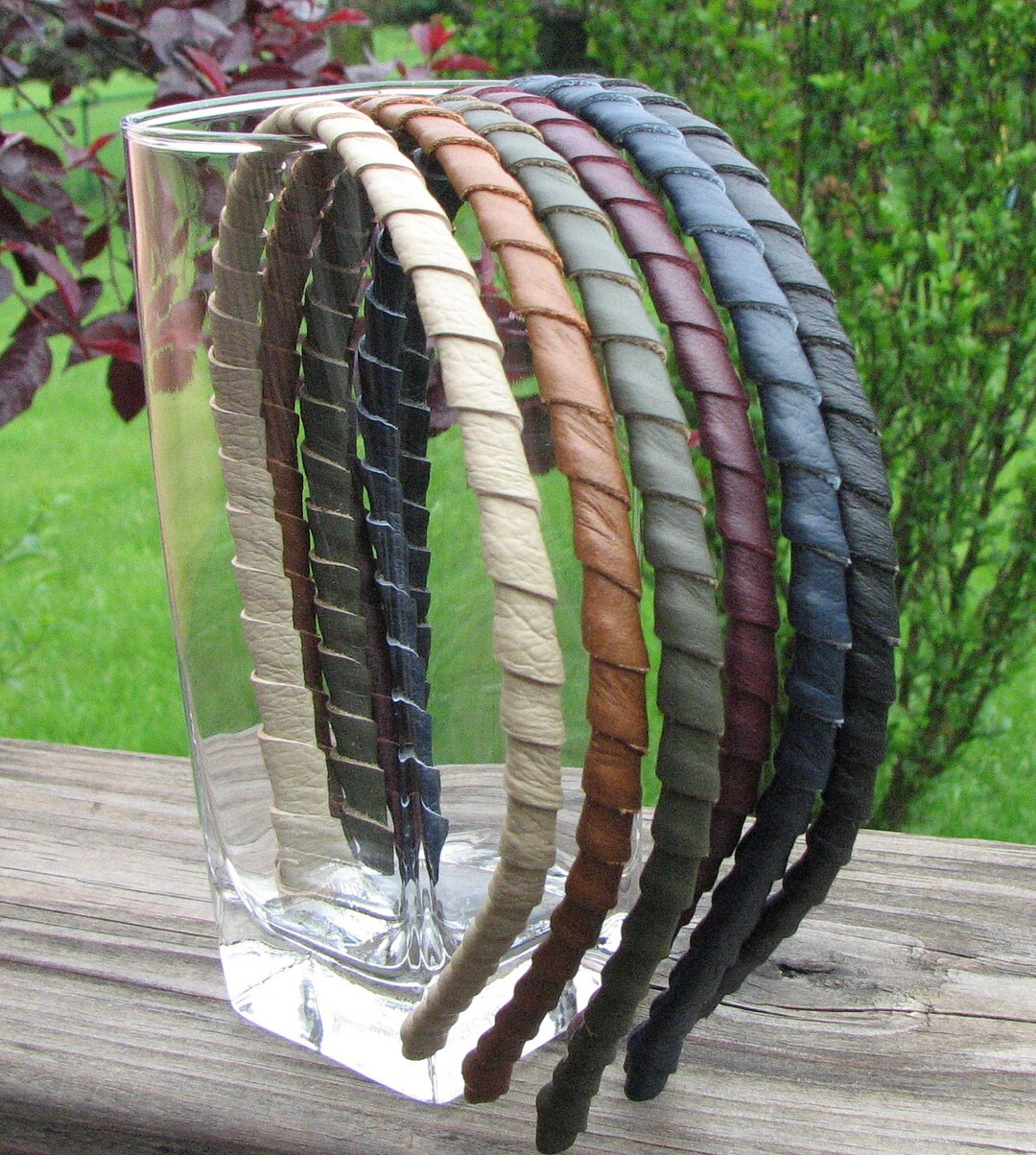 Leather Wrapped Metal Headband, Red, Green, Blue, Orange, Brown, Cream ...