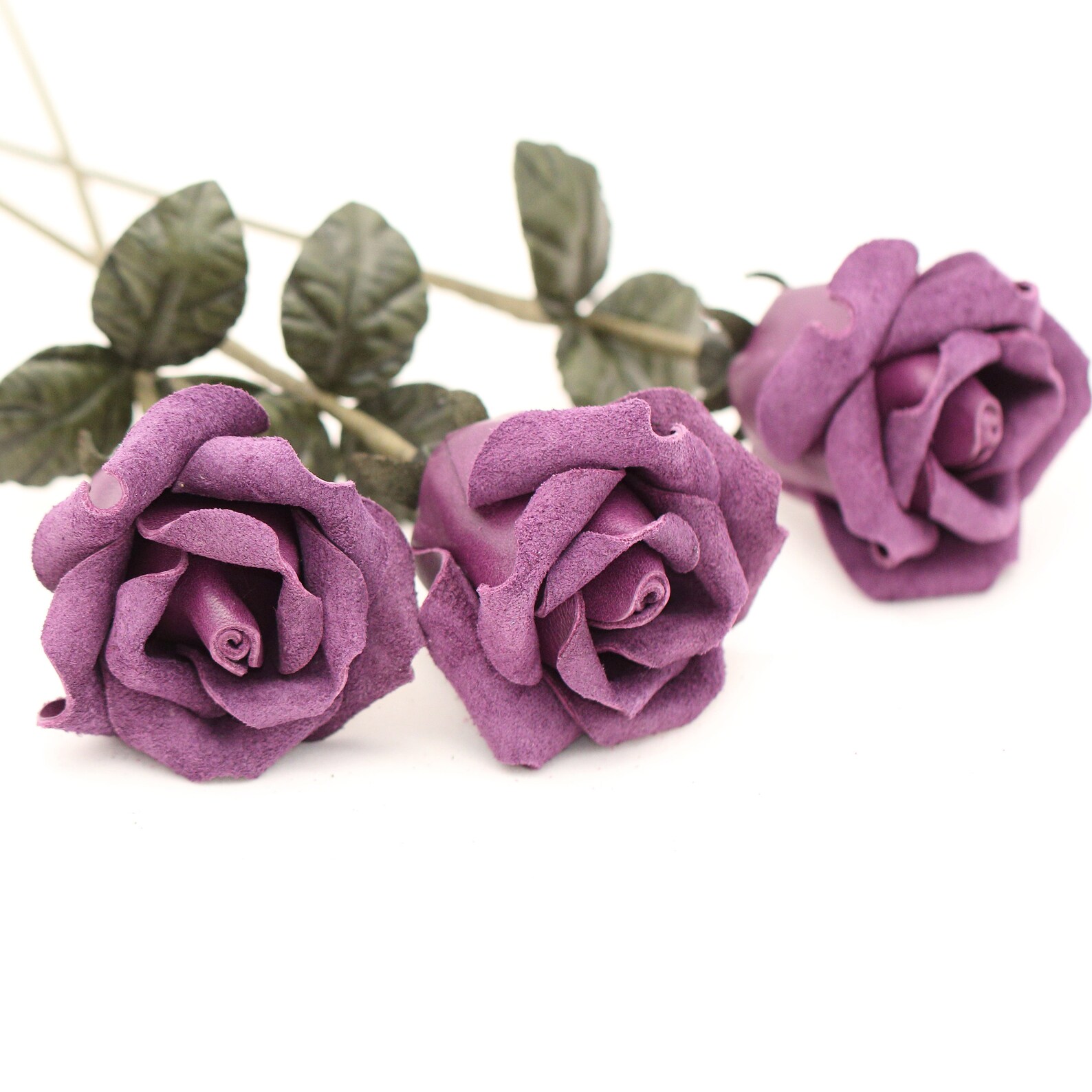 Third Anniversary Gift Leather Rose Plum Purple Leather Flower - Etsy