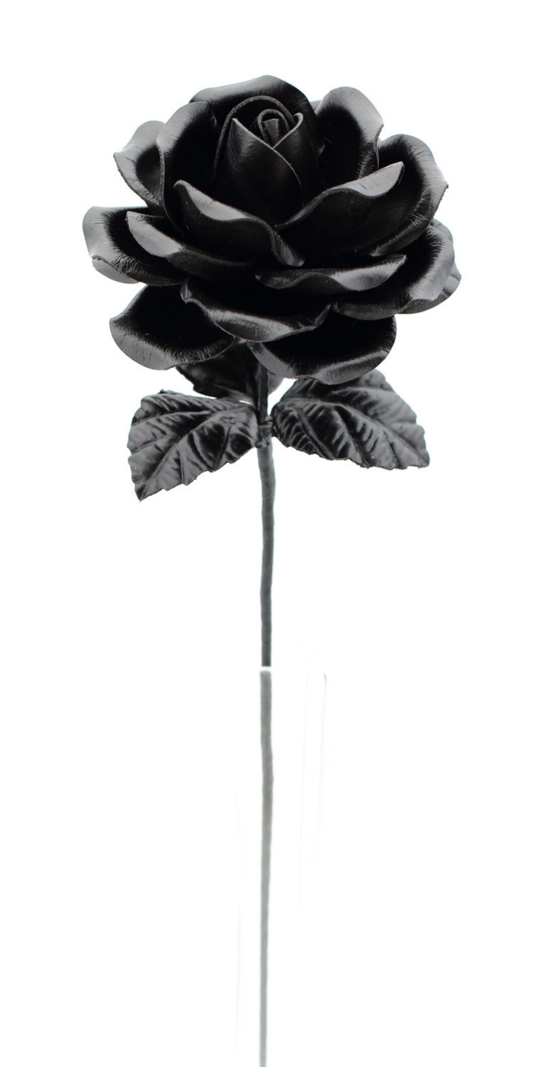 Black Leather Rose Large Wedding/ 3rd Anniversary Gift Long - Etsy