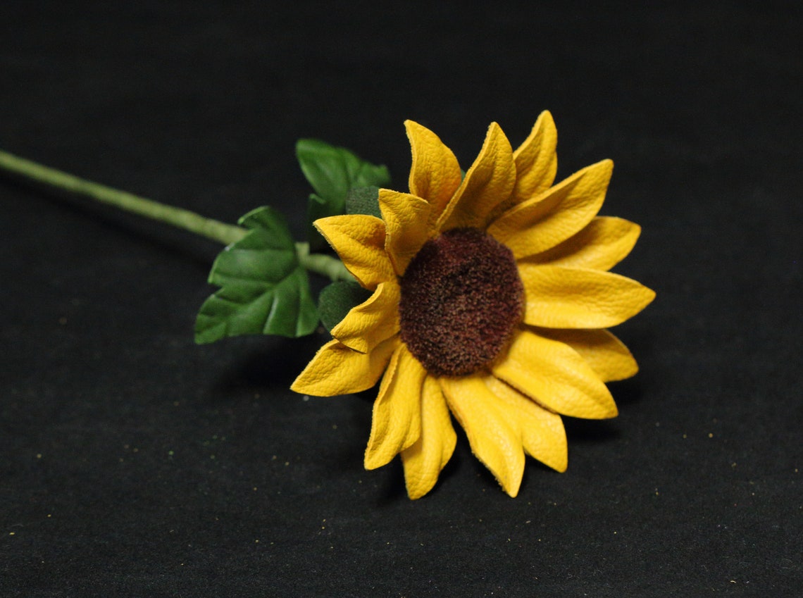 Leather Flower Yellow Leather Sunflower Third Anniversary Long - Etsy