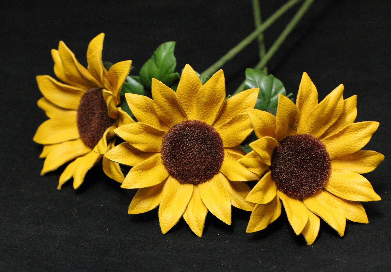 Leather Flower Yellow Leather Sunflower Third Anniversary Long - Etsy