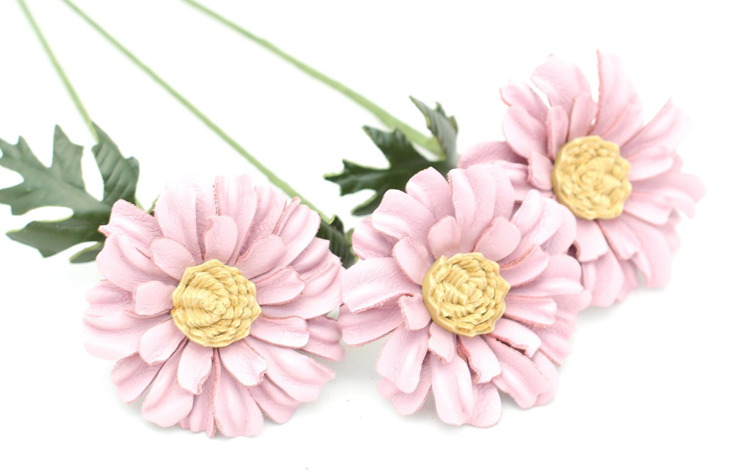 Leather Flower Dasies Pastel Pink Leather Daisy Gerbera Bouquet Third ...