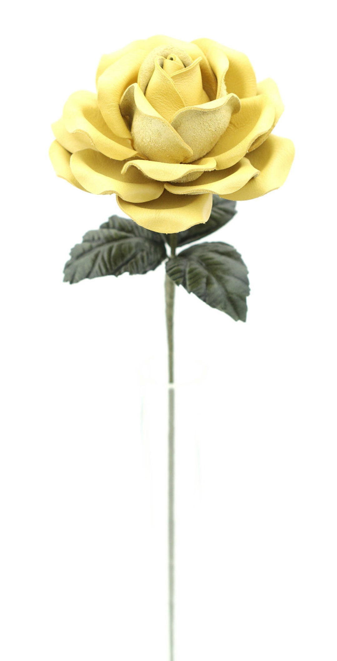 Leather Rose Yellow Leather Flower Personalized Third - Etsy