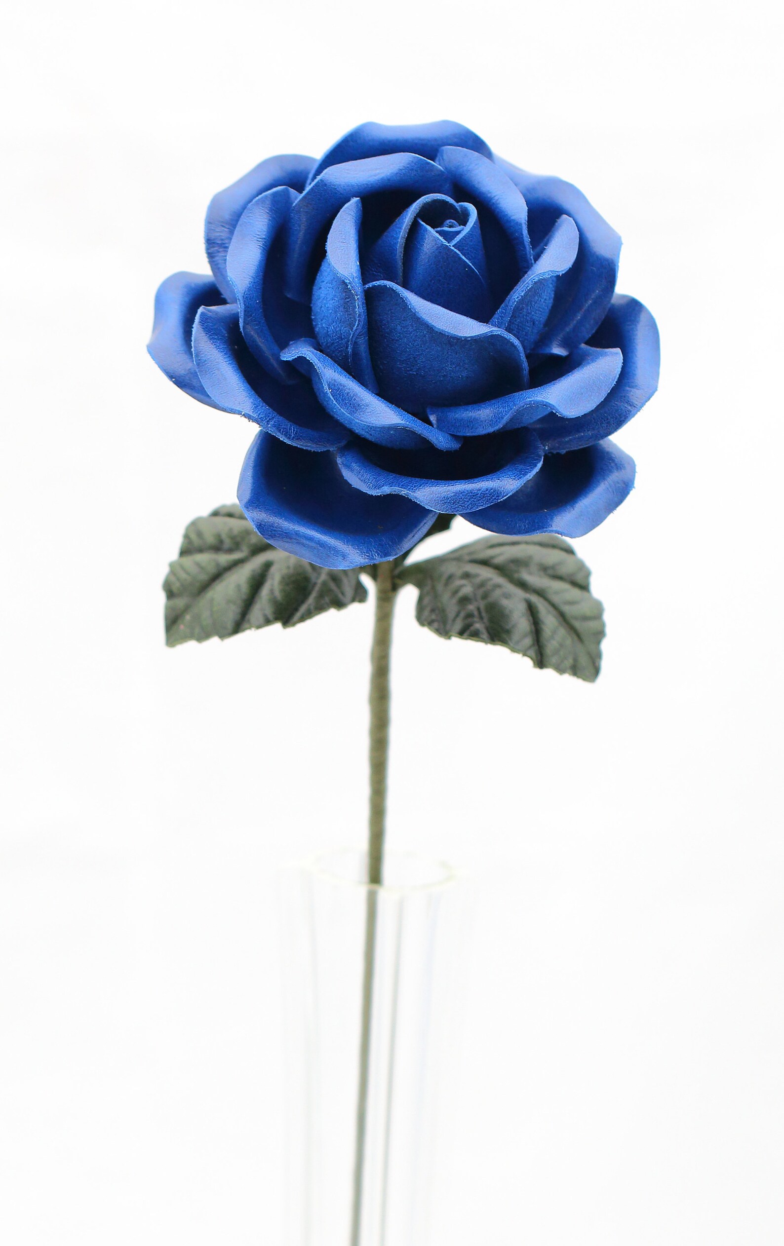 Third Anniversary Leather Rose Royal Blue Leather Flower - Etsy