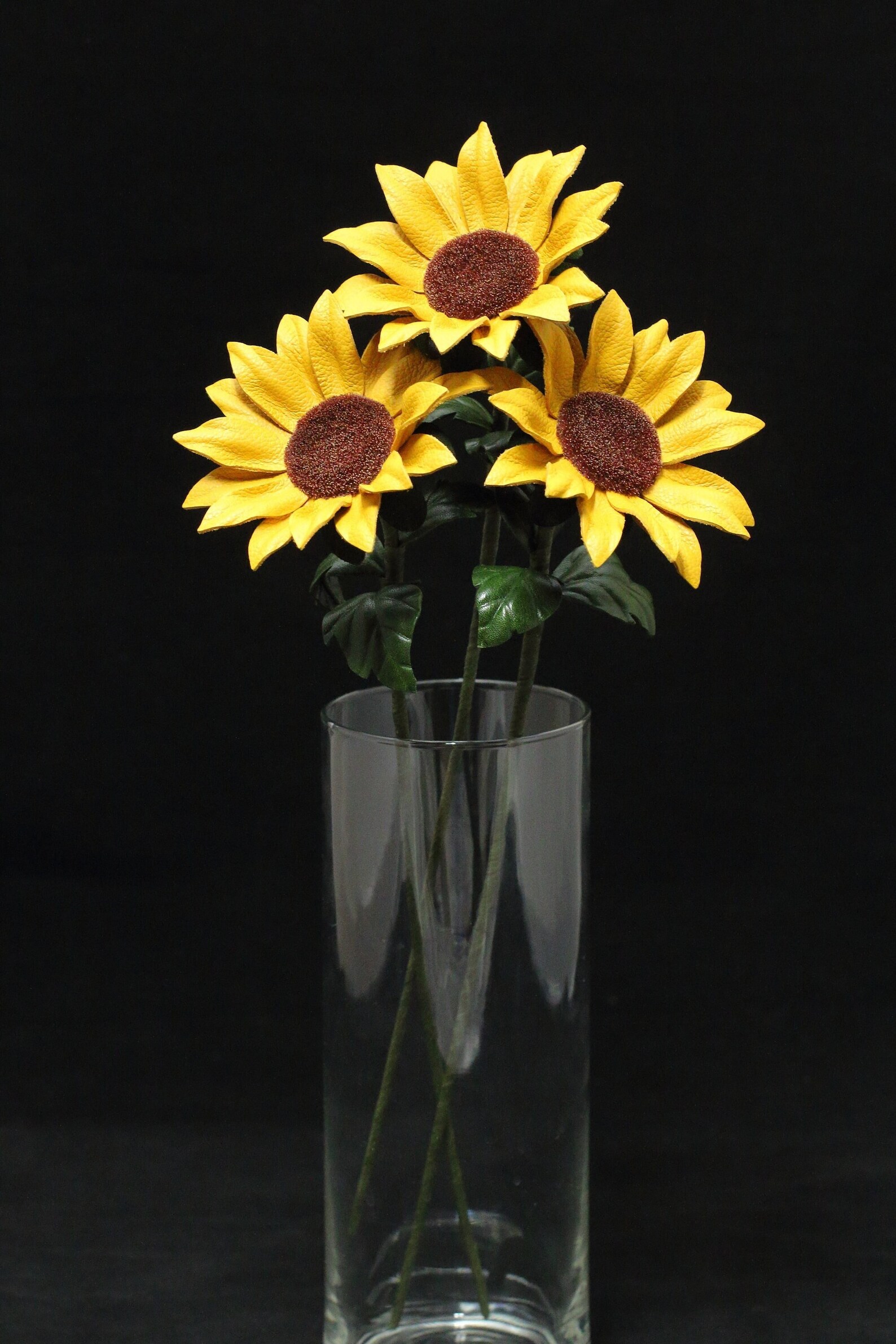 Leather Flower Yellow Leather Sunflower Third Anniversary Long - Etsy