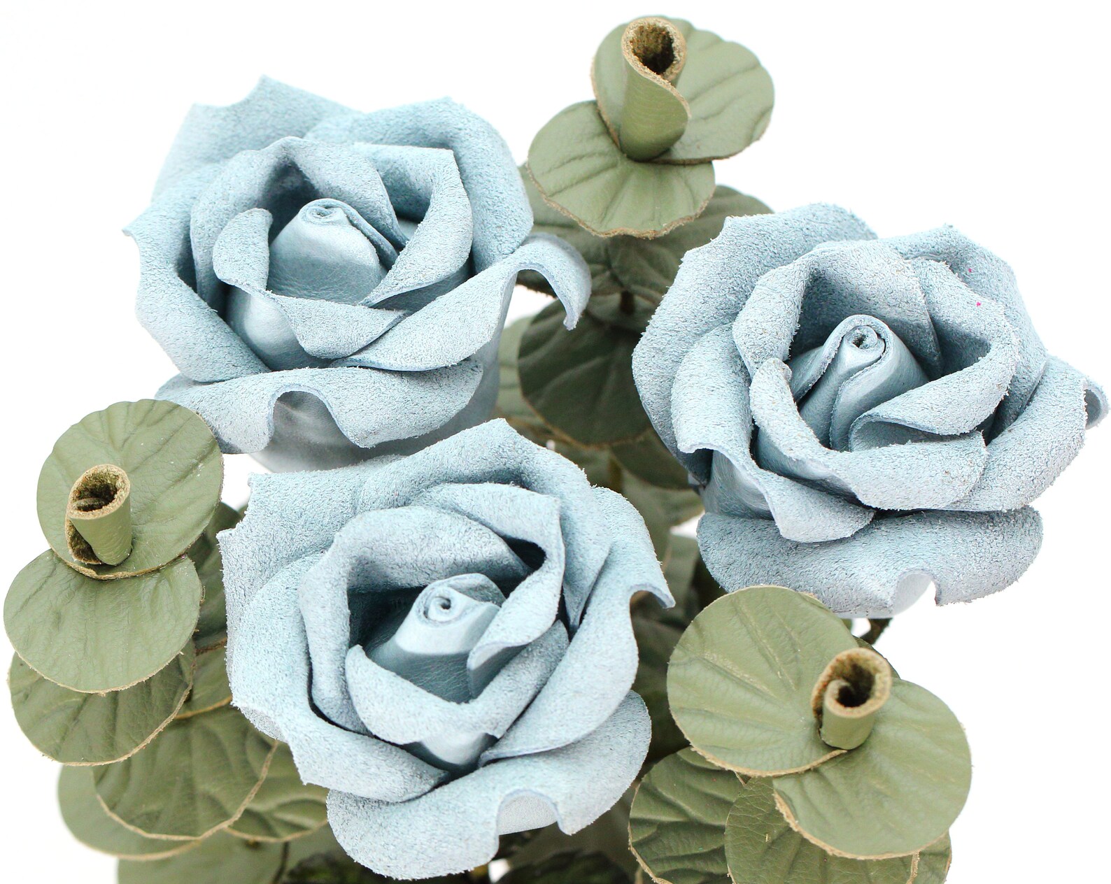 3rd anniversary gift Leather Rose Baby Blue wedding gift Long | Etsy