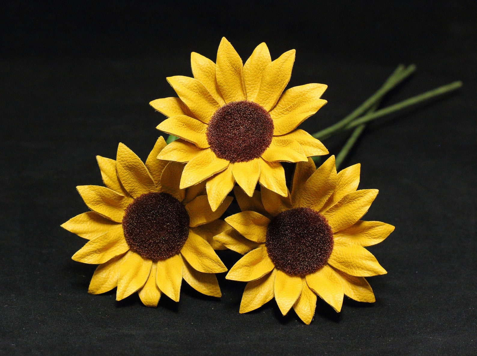 Leather Flower Yellow Leather Sunflower Third Anniversary Long - Etsy