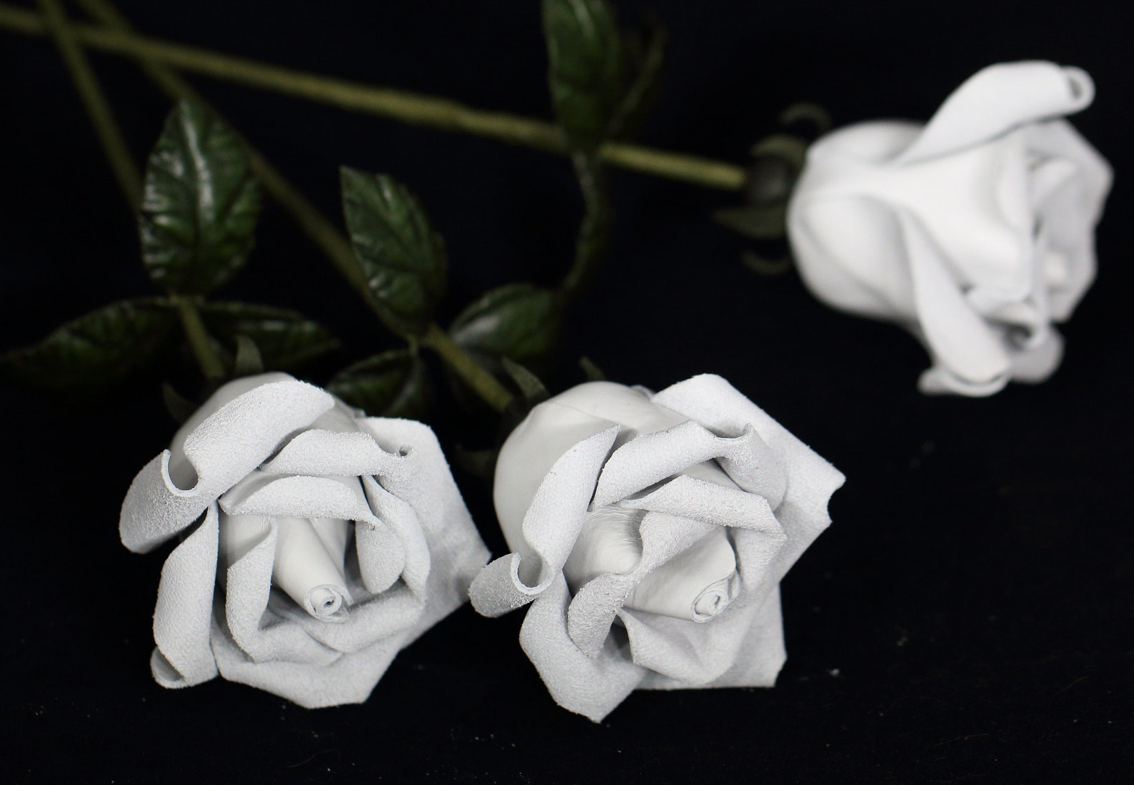 Leather Rose White Leather Flower Third Anniversary Wedding | Etsy