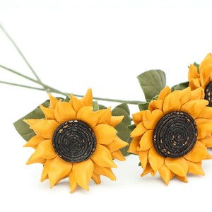 Leather Flower Yellow Leather Sunflower Third Anniversary Long | Etsy