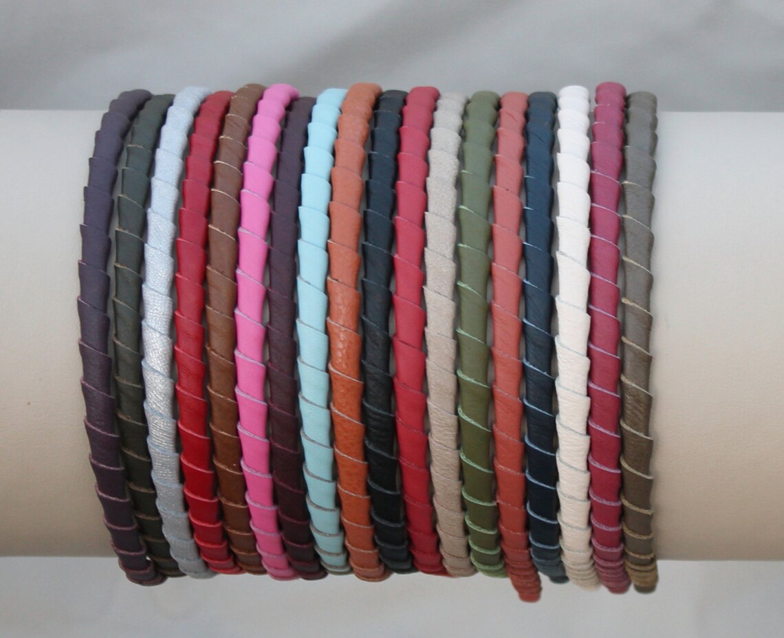 Leather Wrapped Metal Headband, Red, Green, Blue, Orange, Brown, Cream ...