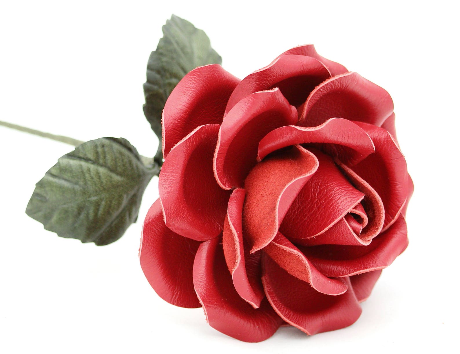 Leather Rose Crimson Red Personalized Third Wedding | Etsy