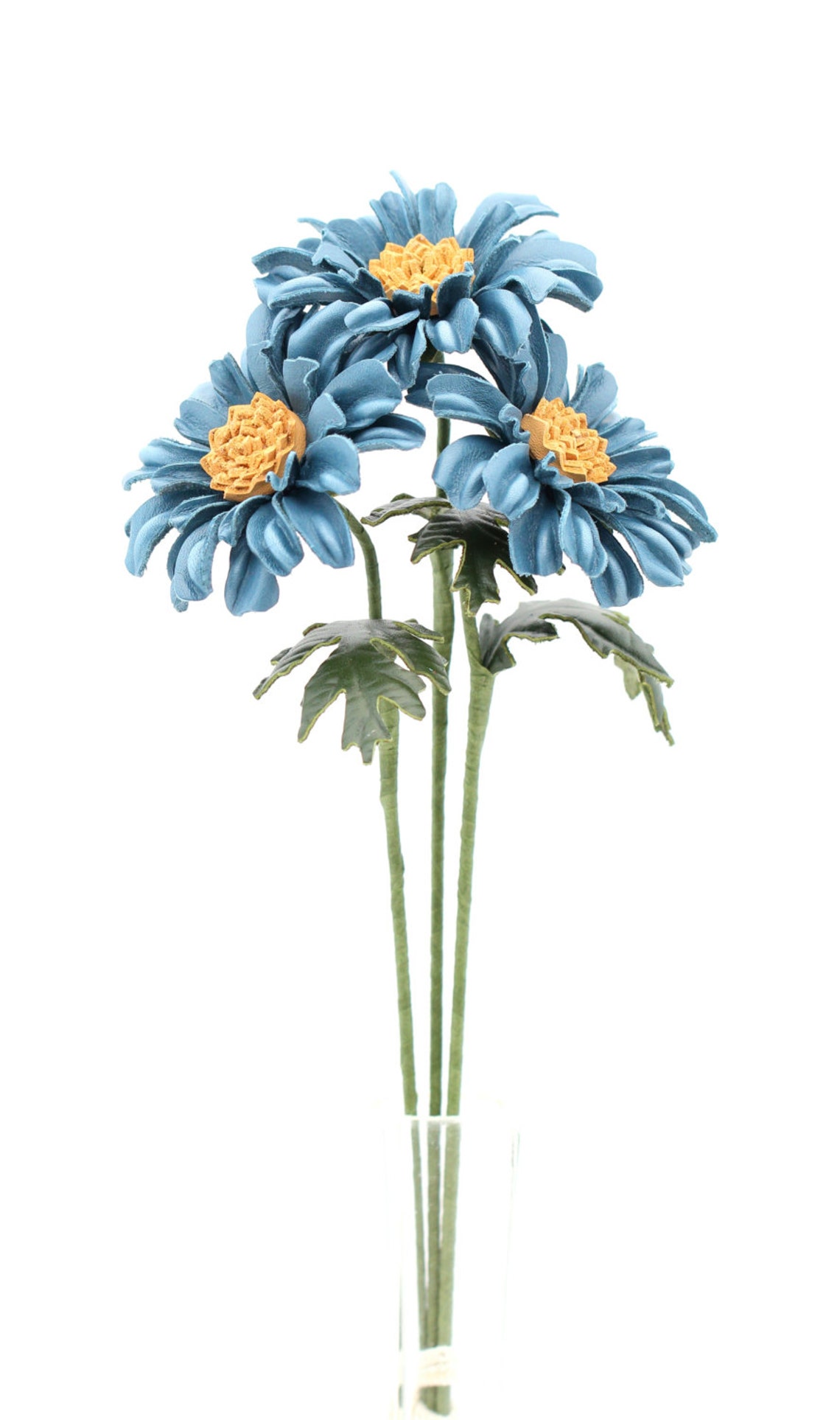 Leather Daisy Gerbera Blue Leather Flower Third Wedding Anniversary ...