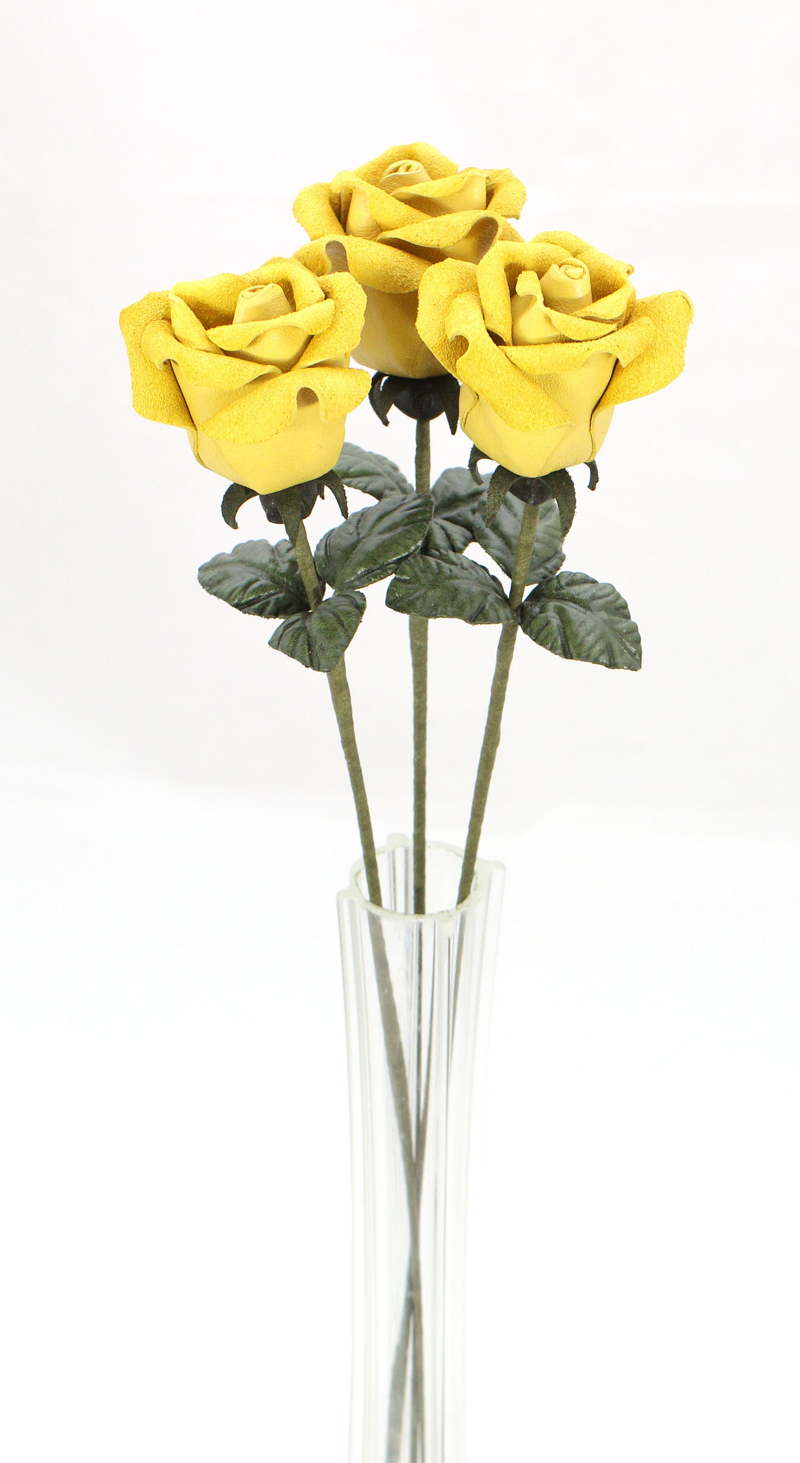 Leather Rose Lemon Yellow Leather Flower Third Anniversary | Etsy