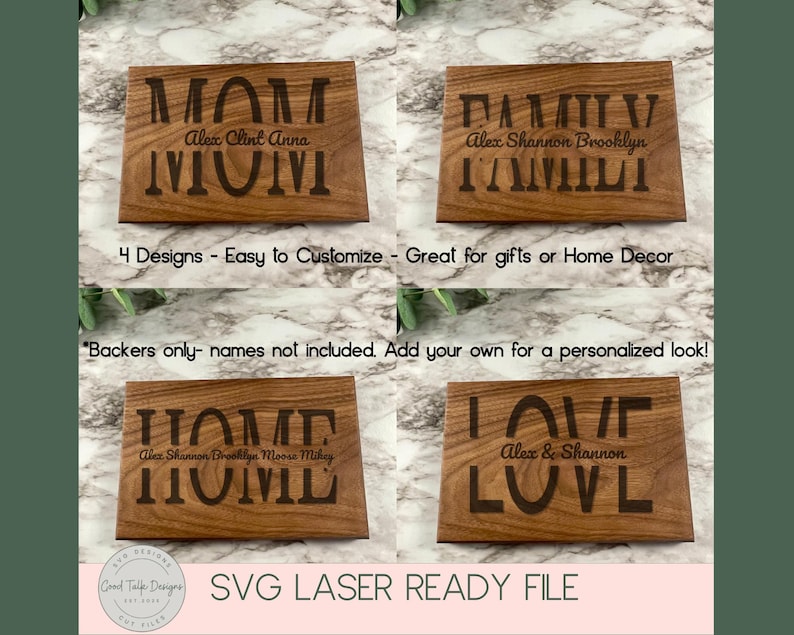 Split Sign SVG Bundle | Engraved Backer Files for Laser | DIY Family ...