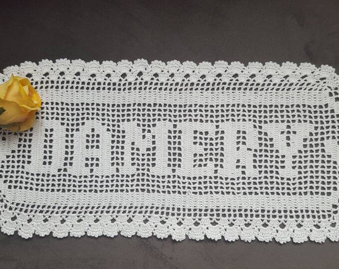 Wedding Anniversary Crocheted Name Doily Custom Made White or Ecru ...