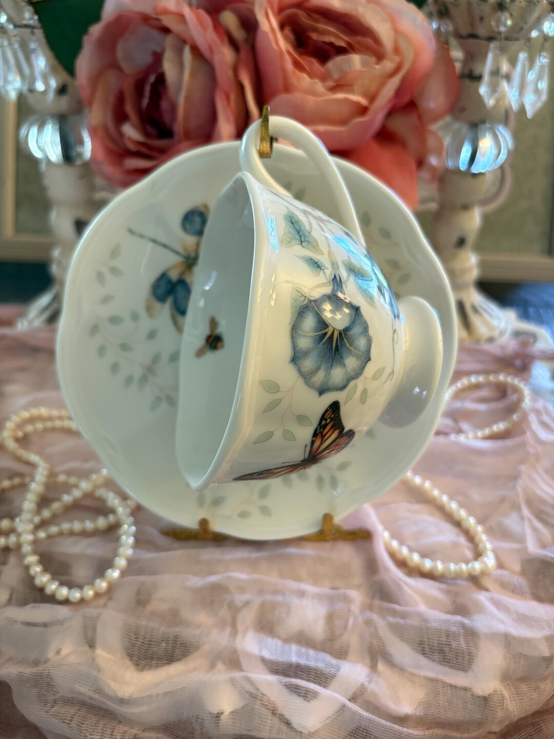 Beautiful Lenox Butterfly Meadow Tea Cup & Saucer - Etsy