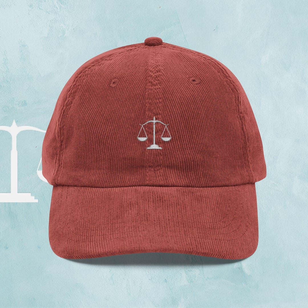Law Scale of Justice Vintage Corduroy Embroidery Cap | Perfect Gift for ...