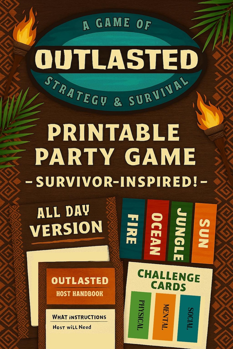 Outlasted | Survivor Party Game – Full-day Printable Adventure | Team ...