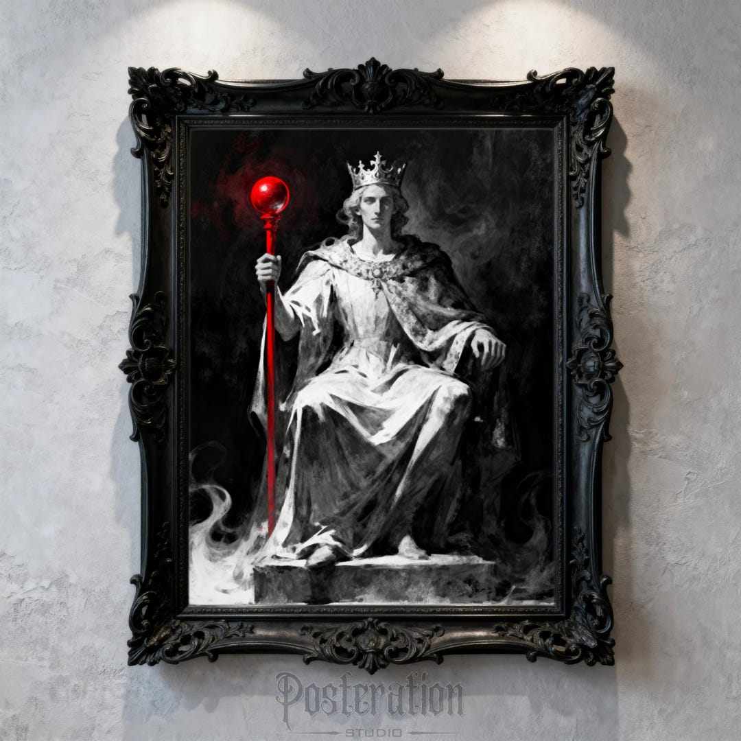 The Emperor Tarot Print, Dark Gothic Wall Art, Occult Authority ...