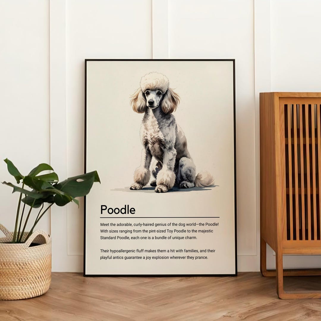 Poodle Wall Art | Watercolor Poodle Digital Print | Curly-haired Dog ...