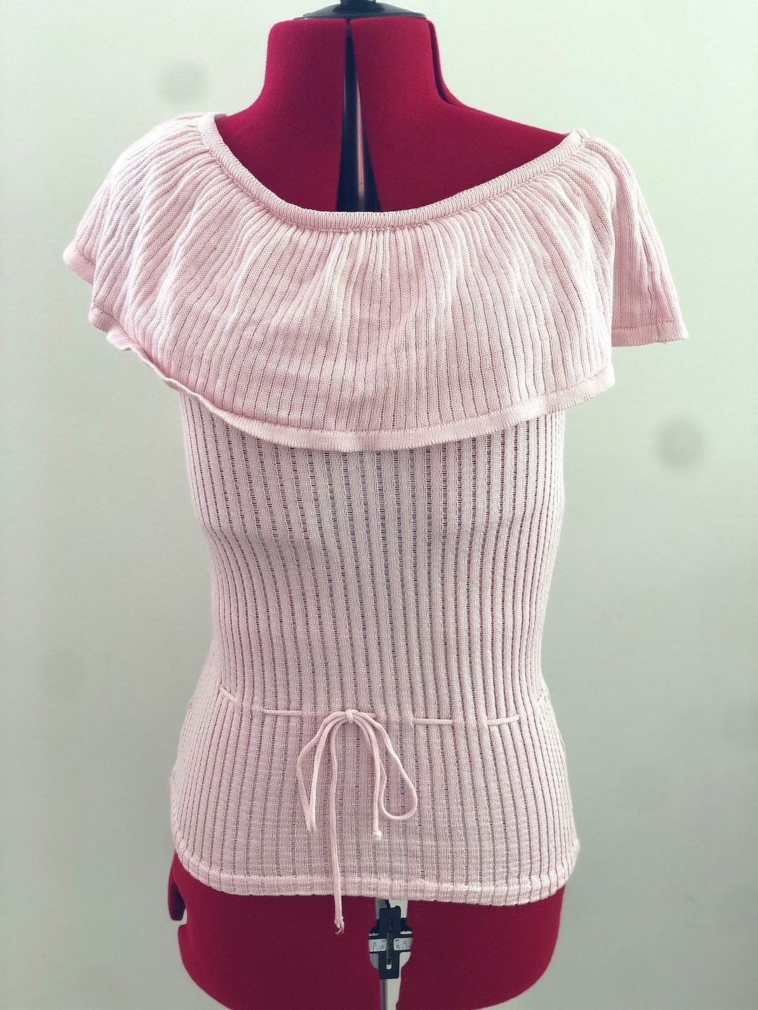 1970s Pink Knit Top / Seventies Knit Sweater XS S - Etsy
