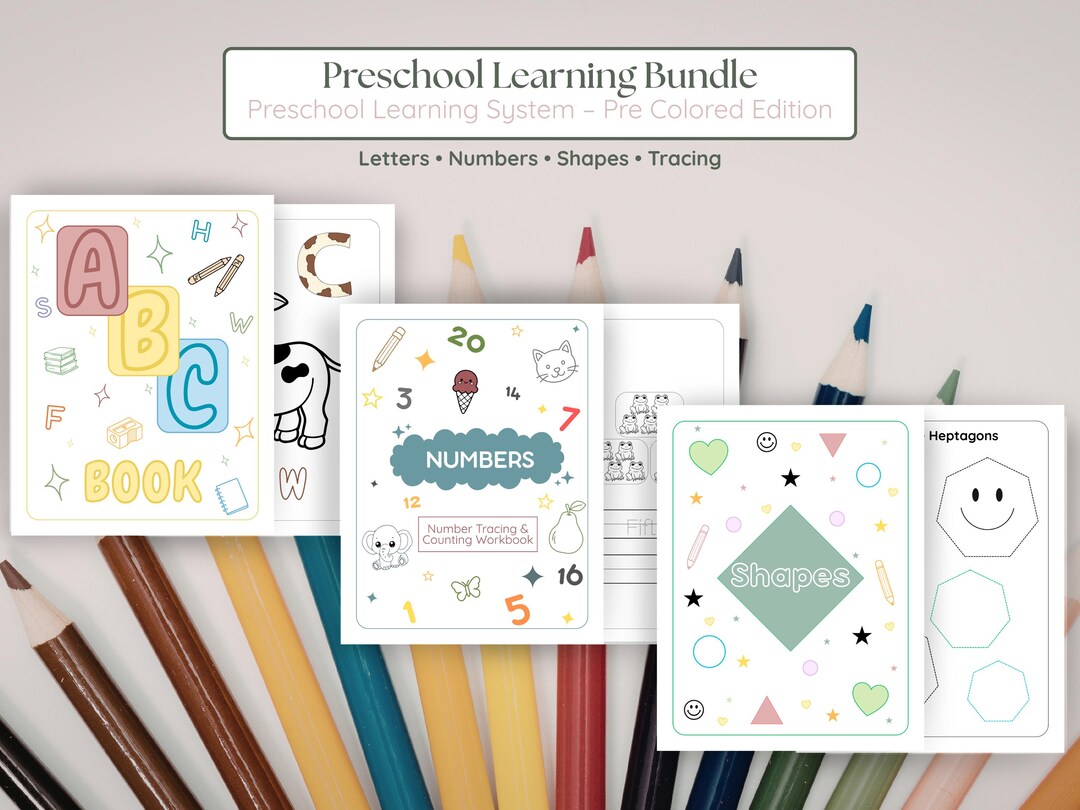 ABC, Numbers, Shapes Printable Bundle | Preschool Learning Worksheets ...