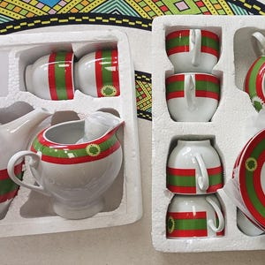 Ethiopian Coffee Set- Jebena, Sini Cups & Saucers - Etsy