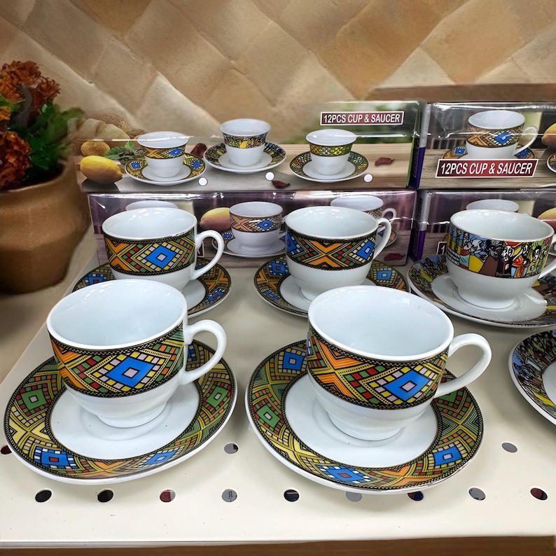 Ethiopian Coffee Cup Set: Traditional Sini Cups & Saucers (12 Pcs) - Etsy