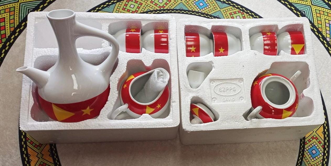 Ethiopian Coffee Set- Jebena, Sini Cups & Saucers - Etsy