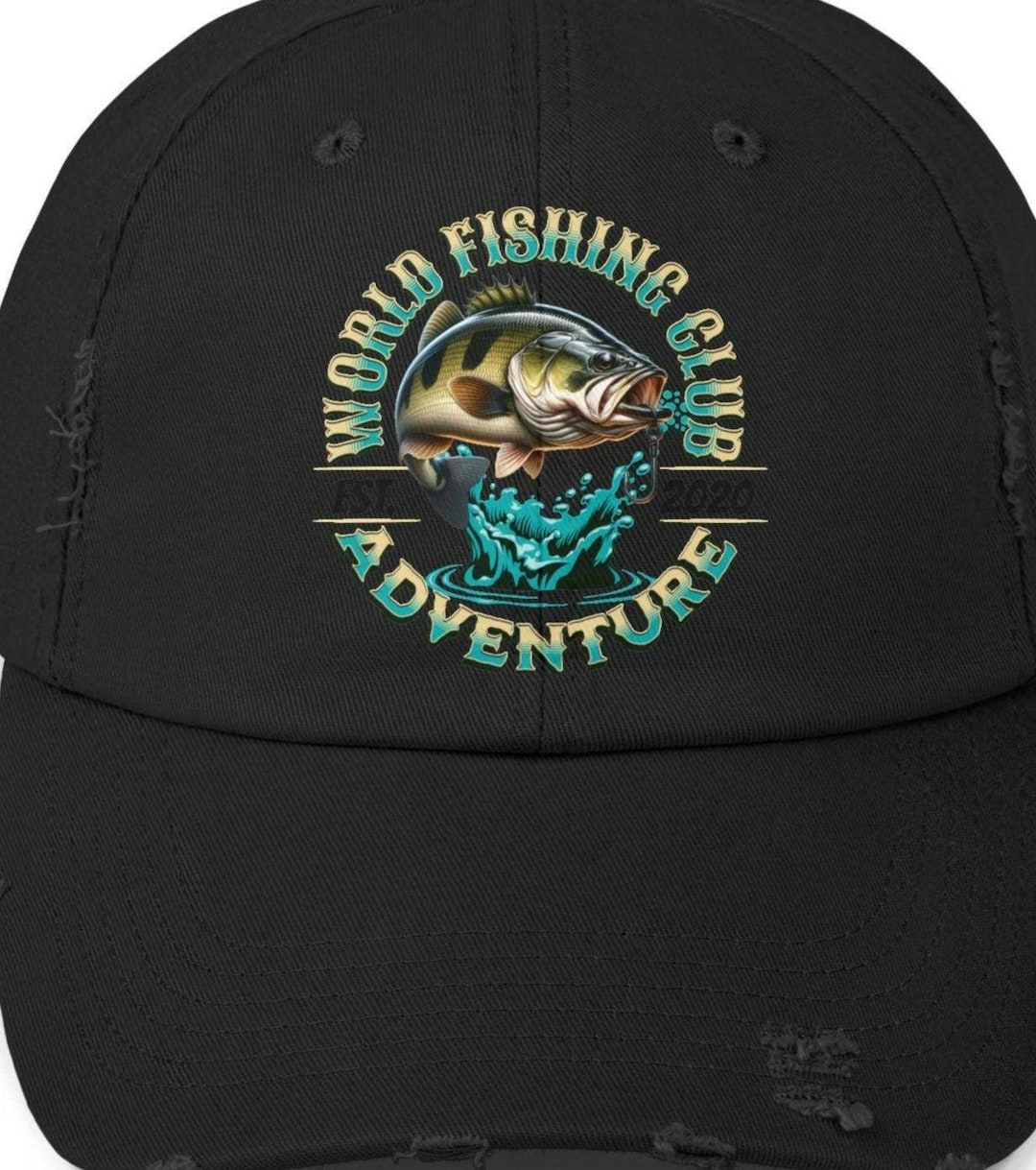 Vintage Fishing Club Hat: Distressed Cotton Twill Angler Cap - Etsy