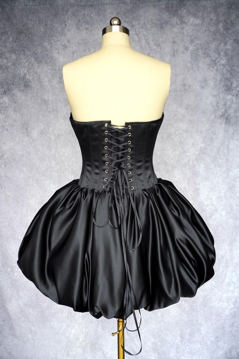 Goth Black Wedding Dress Corset W/ Basque Waist and Detachable Train ...
